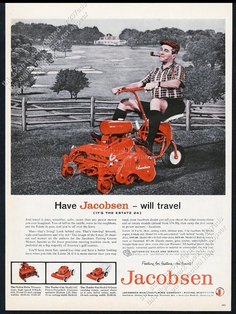 1959 JACOBSEN ESTATE 24 riding lawn mower photo vintage print ad £7.43 ...