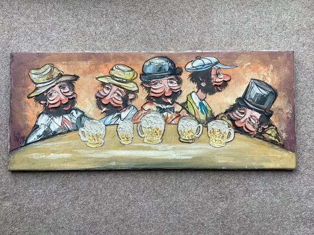 LARGE VINTAGE 1960S Tramp Art Israeli Artist Rama Lorian Signed Impasto ...