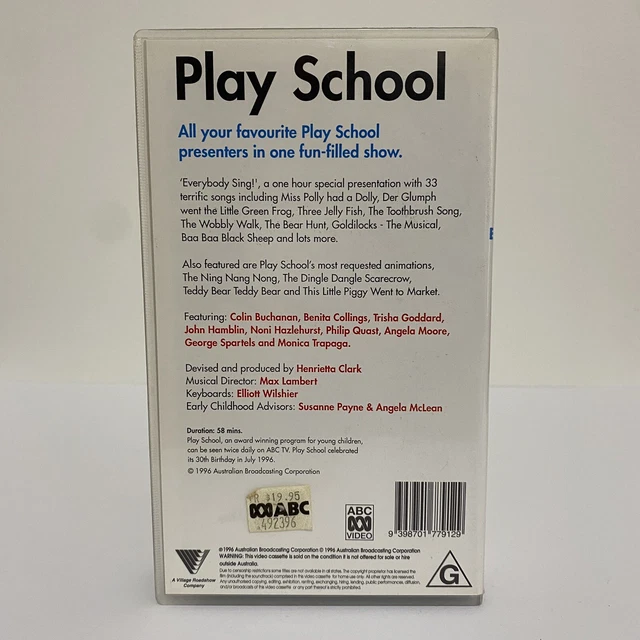 PLAY SCHOOL VHS ABC For Kids Video Tape Australian TV Show 1996 ...