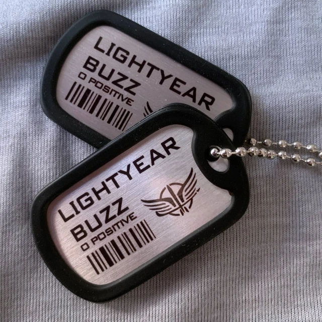 DISNEY PIXAR BUZZ Lightyear Star Command Double Metal Dog Tag Chain ...