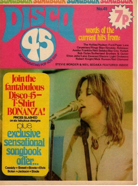 DISCO 45 MAGAZINE 1974 Suzi Quatro Marc Bolan Neil Sedaka Stevie Wonder ...