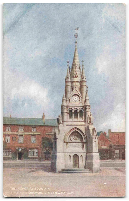 STRATFORD ON AVON Memorial Fountain - Pre WWI LNWR Postcard U07 £3.70 ...