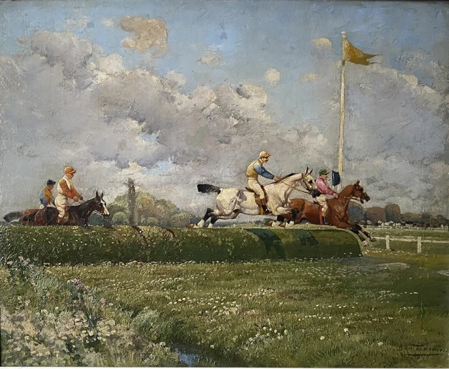 HUILE SUR PANNEAU Signee Daniel Dit Dan Tardieu (1861-1928) Course ...