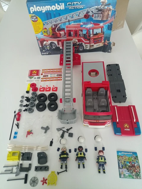 PLAYMOBIL 9463 CAMION Pompiers Grande Échelle, avec boîte. À Monter ...