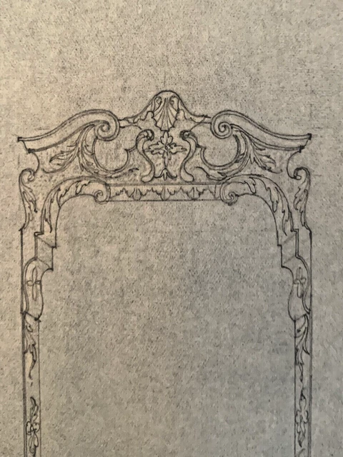 RARE VINTAGE ARTIST Pencil Drawing Sketch Furniture Mirror 1920's Mint ...
