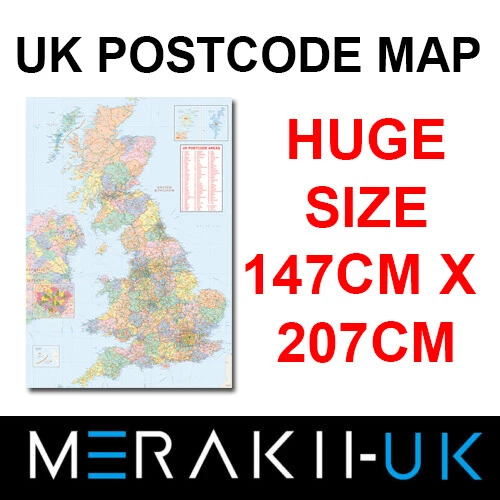 UK POSTCODE MAP HUGE FULL COLOUR PRINT 440GSM PVC BANNER PRINT 147cm x ...