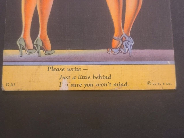 PLEASE WRITE JUST a Little Behind, Risque Pin Up Girls Vintage Linen ...