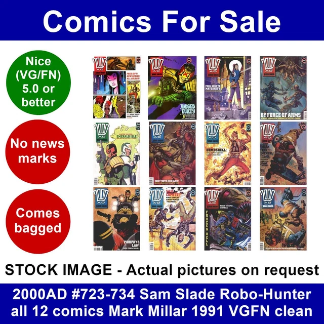 2000AD #723-734 SAM Slade Robo-Hunter all 12 comics Mark Millar 1991 ...