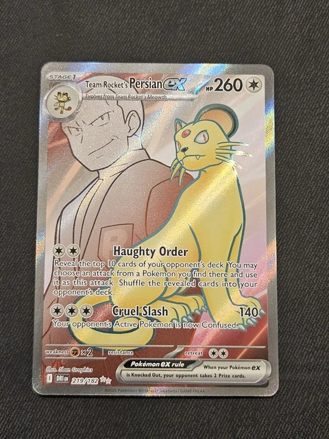 POKÉMON TCG TEAM Rockets Persian EX Full Art 219/182 Destined Rivals ...