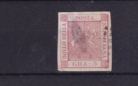 NAPOLI 1858 - STEMMA DELLE DUE SICILIE VARIETA' 5 gr. CARMINIO ROSA ...