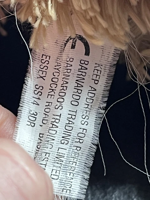 BARNARDO'S CHARITY PLUSH Beige Teddy Bear Soft Toy Plush Green Ribbon ...