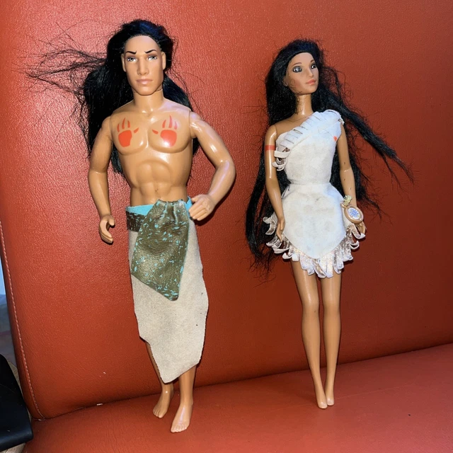 Vintage Mattel Disney Pocahontas And Kocoum Dolls Sun Colours 1995 £4