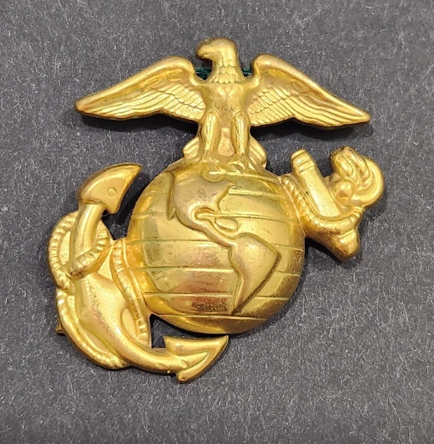 WW2 VIETNAM WAR Era USMC Marine Corp Eagle Globe Anchor EGA Cap Brass ...