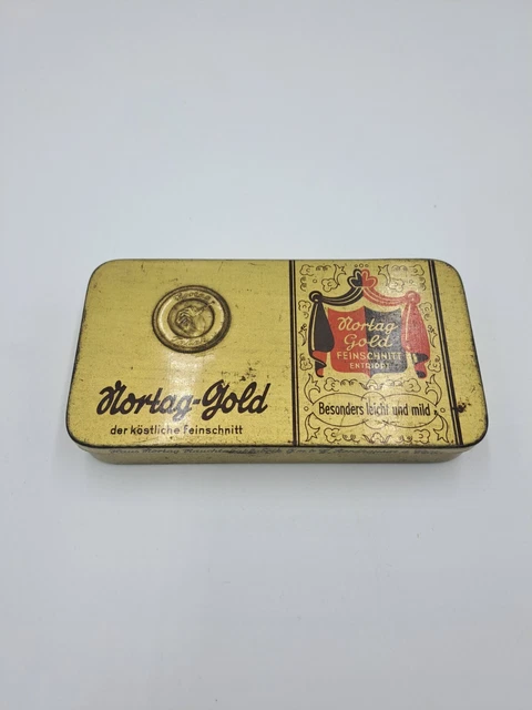 ALT BLECHDOSE HAUS Nortag Gold Tabak Rauchtabak Fabrik GmbH selten ...