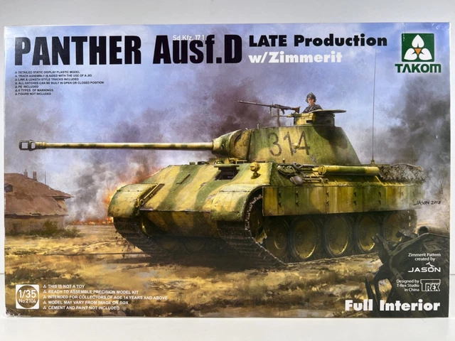 TAKOM 1:35 PANTHER Ausf. D late with Zimmerit & full Interior #2104 OVP ...