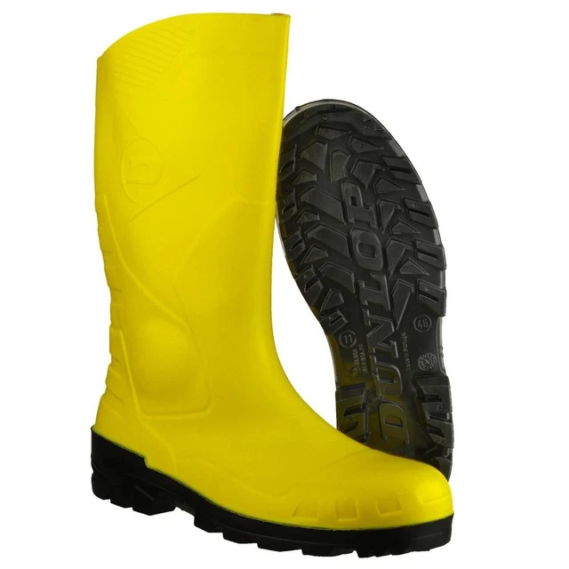 DUNLOP DEVON FULL Safety Wellington Yellow/Black Nitrile Upper, Slip ...