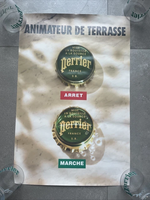 AFFICHE ORIGINALE PERRIER - ANIMATEUR DE TERRASSE -Marche Arrêt - 40 x ...