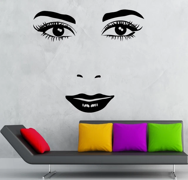 Face Vinyl Decal Sexy Girl Lips Beauty Makeup Salon Wall Stickers