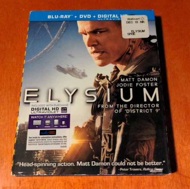 ELYSIUM BLU-RAY MATT Damon Jodie Foster Alice Braga Sharlto Copley ...