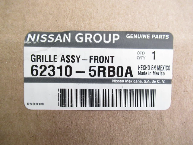 GENUINE OEM NISSAN 62310-5RB0A Front Bumper Upper Grille 2017-2021 ...