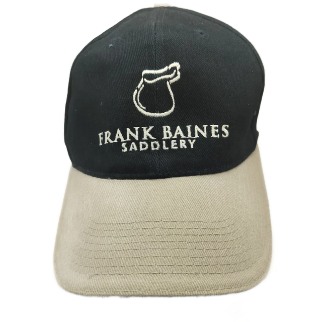 FRANK BAINES SADDLERY Baseball Cap Hat One Size Fits All Navy Blue Tan ...