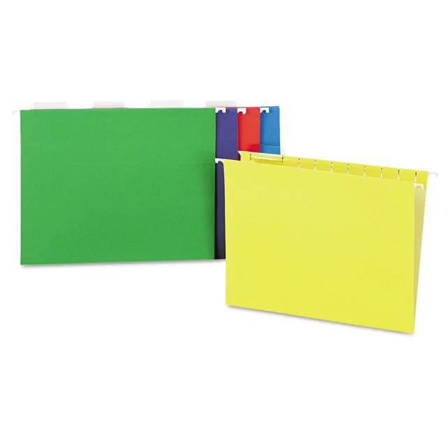 UNIVERSAL HANGING FILE Folders 1/5 Tab 11 Point Letter Assorted Colors ...