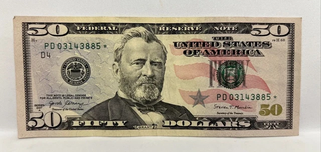 SERIES 2017A US Fifty Dollar Bill Star Note $50 Cleveland PD 03143885 ...