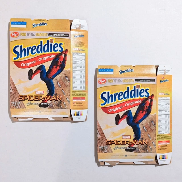 SPIDER-MAN HOMECOMING POST Shreddies Cereal Box Empty/Flat Canadian Lot ...