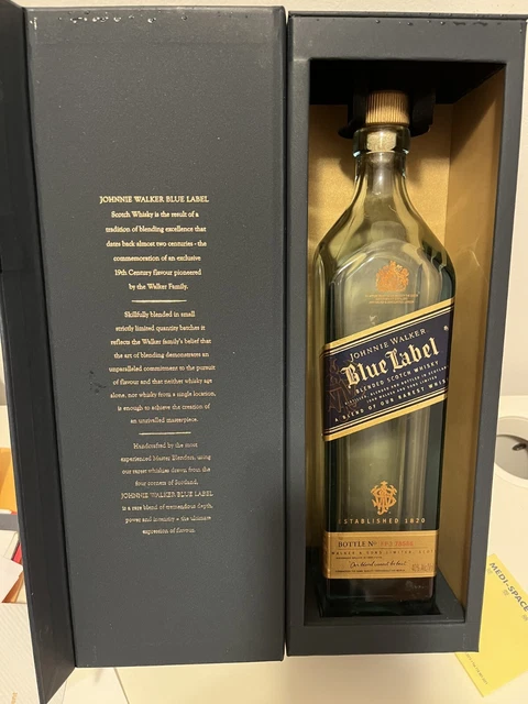 JOHNNIE WALKER BLUE Label Scotch Whisky 750 ML Bottle and Case EMPTY ...