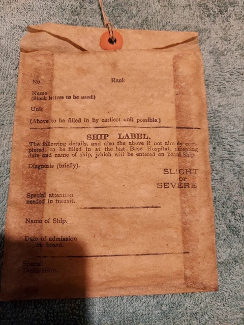 WW1 / WW2 British Army Battle Casualty "Blighty Ticket" £10.80 ...