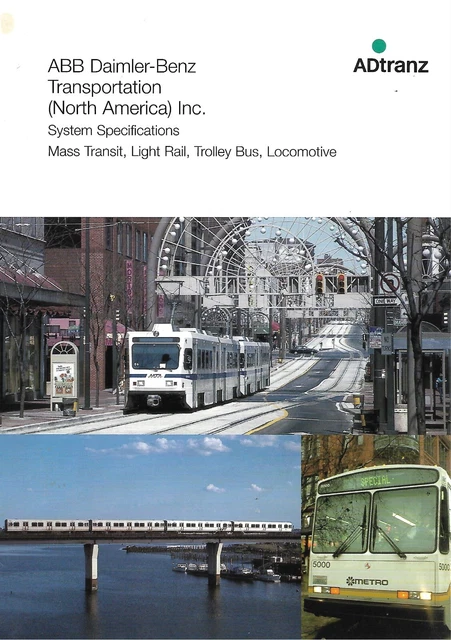 RAIL TRAIN BROCHURE - ADtranz ABB Daimler-Benz North America Specs ...