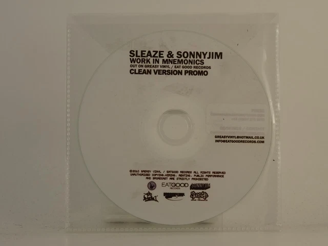 SLEAZE AND SONNYJIM WORK IN MNEMONICS (H1) 1 Track Promo CD Single with ...