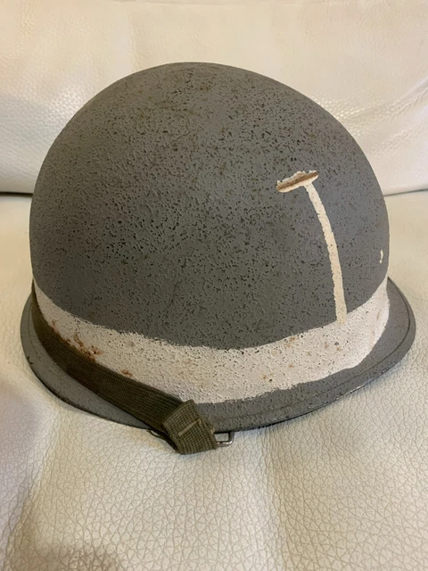 RARE CASQUE USM1 WW2 conducteur « Landing Craft » gris navy a bande ...