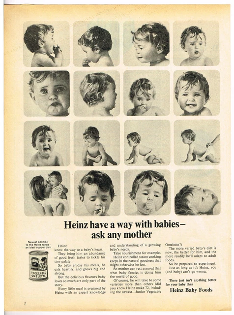 HEINZ BABY FOODS Vegetable Omelette 1965 Full Page Magazine Ad Advert ...