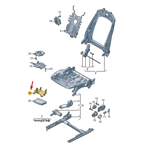 AUDI A4 B9 Halter Sitzsteuergerät vorne rechts RHD 8W0959730A NEU ...