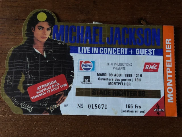 MICHAEL JACKSON BAD tour ticket France rare collector EUR 80,00 ...