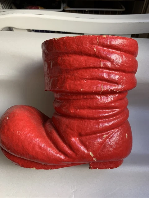 1940S PAPER MACHE PULP LARGE SANTA RED BOOT CHRISTMAS CANDY CONTAINER 7 ...