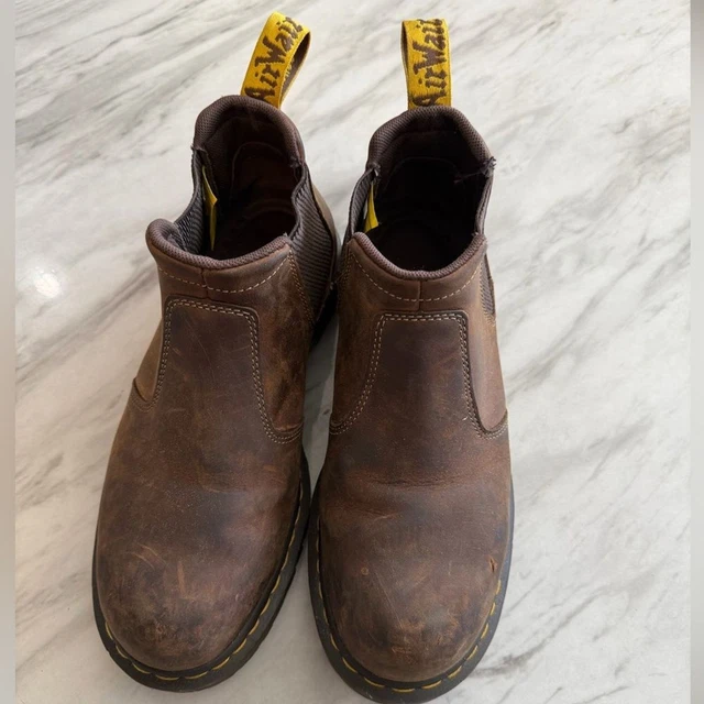 DR DOC MARTENS Steel Toe Leather Work Furness Chelsea Boot Brown 10 £80 ...