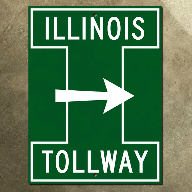 ILLINOIS TOLLWAY RIGHT arrow marker highway road sign 1958 Chicago I-88 ...