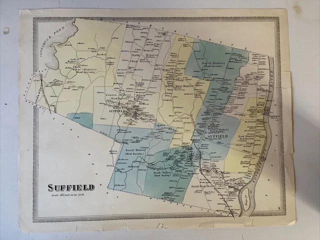 MAP 1868 SUFFIELD, Connecticut FW Beers £40.17 - PicClick UK