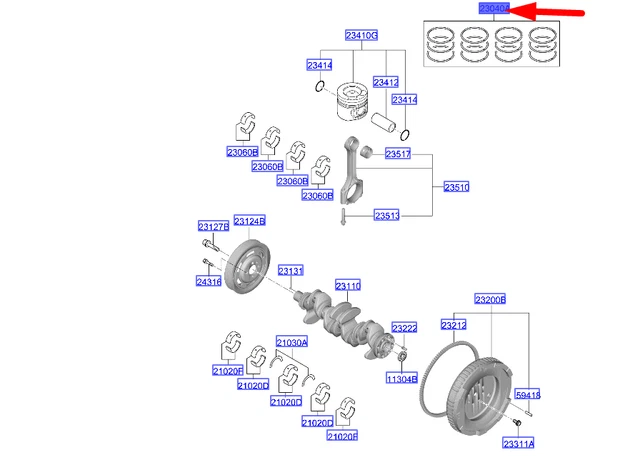 HYUNDAI TUCSON NX4 MK4 Anelli pistoni 230402U900 NUOVI ORIGINALI EUR 219,56 - PicClick IT