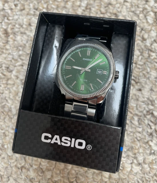 CASIO GREEN DIAL Stainless Steel Watch - MTP-1302PD-3AVEF - New With ...