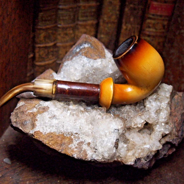 PIPE EN ÉCUME DE MER SCULPTÉE " TYPE BOULE BELGE " état parfait EUR 39 ...