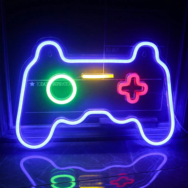 LED NEON SIGN Light Gamepad Shape Wall Decor Gamer Art Home Party Night ...