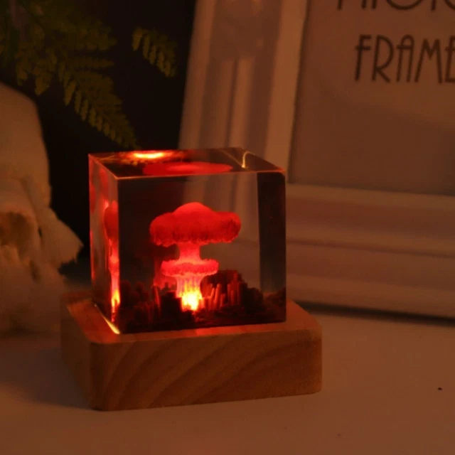 RESIN FLAMELESS LAMP Rechargeable Table Lamp Mushroom Cloud Lamp ...