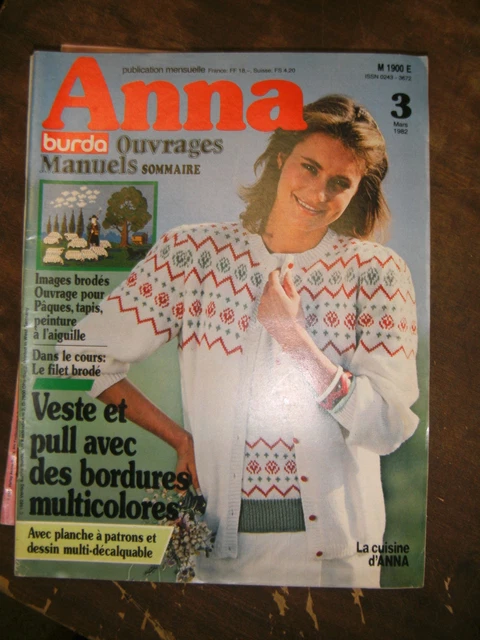ANNA - BURDA Ouvrages Manuels N°3 1982 Bordures multicolores Patrons ...