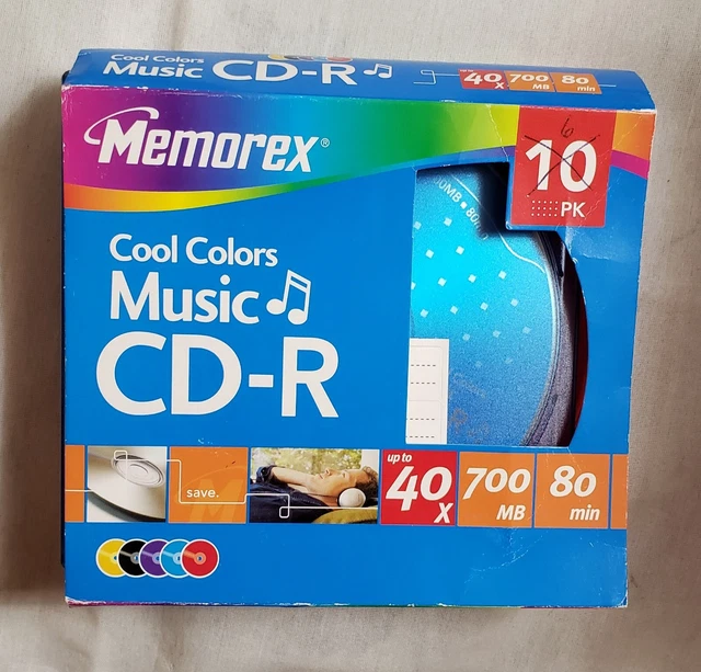 MEMOREX COOL COLORS CD-R Music 2 Black, 2 Red, 1 Blue, 1 Purple 1 Case ...