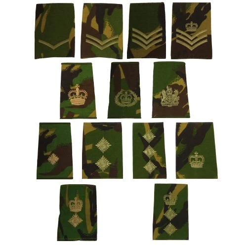 DPM CAMO BRITISH Army Military Embroidered Rank Insignia Slides Pair £8 ...