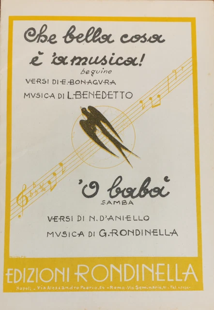 SPARTITO CHE BELLA Cosa E' 'A Musica / 'O Baba' - 1953- G. Rondinella ...