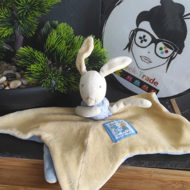 DOUDOU LAPIN PLAT Lise et Lulu étoile jaune beige bleu danseuse EUR 25 ...